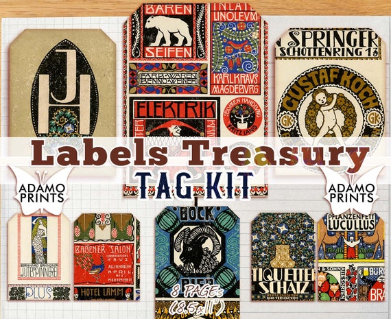 Labels Treasury Tag Kit Journal Cards Vintage Tags Collage | Etsy