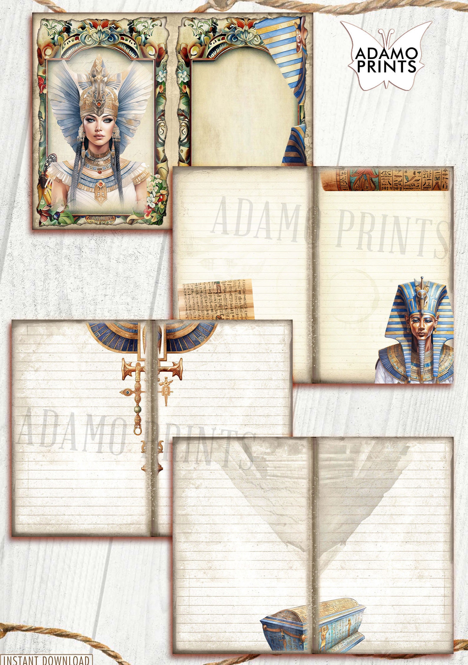 Ancient Egypt Junk Journal Kit, Journal Page, Collage Sheets, Ephemera ...