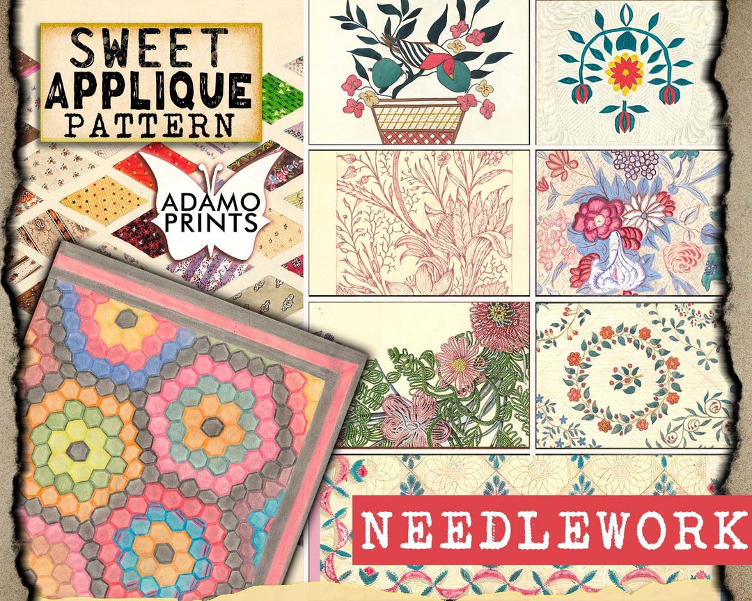 Needlework Sweet Applique Pattern, Flower Paper, Sewing, Shabby, Paper ...