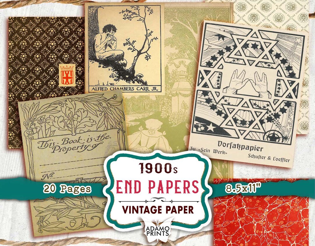 1900s End Papers, Back Paper for Journal Kit, Antique Digital Paper ...