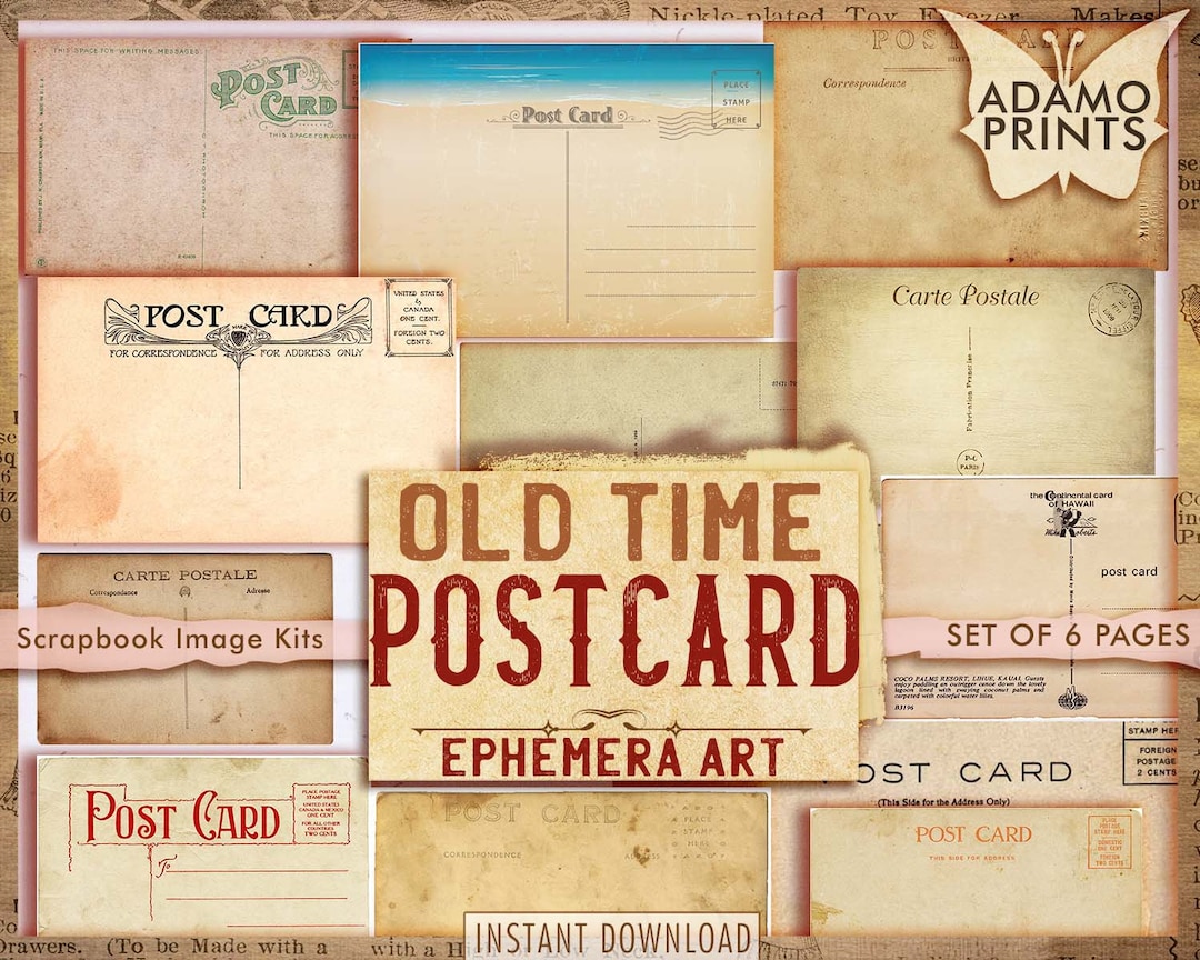 Old Time Postcard, Old Postage Digital, Printable Postcards, ATC ...