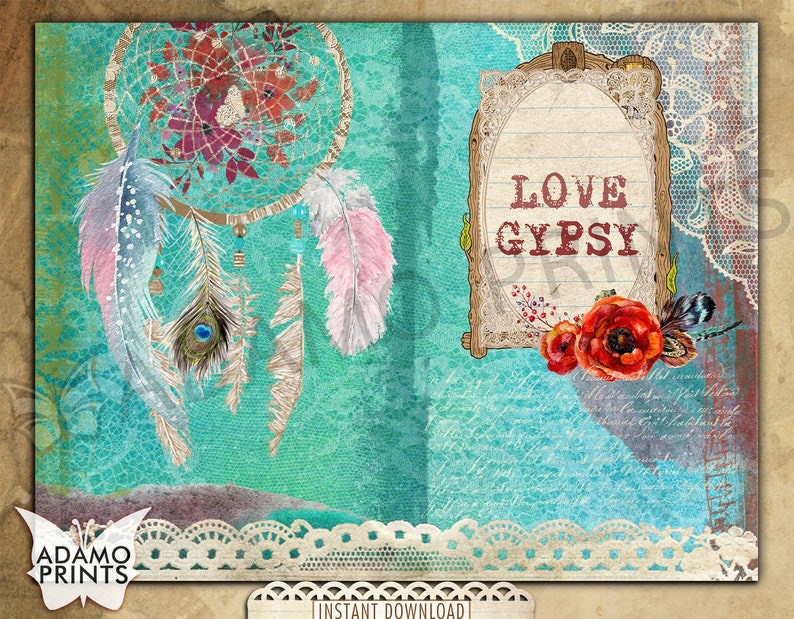 Gypsy Boho Junk Journal Kit Journal Page Tags Bohemian - Etsy