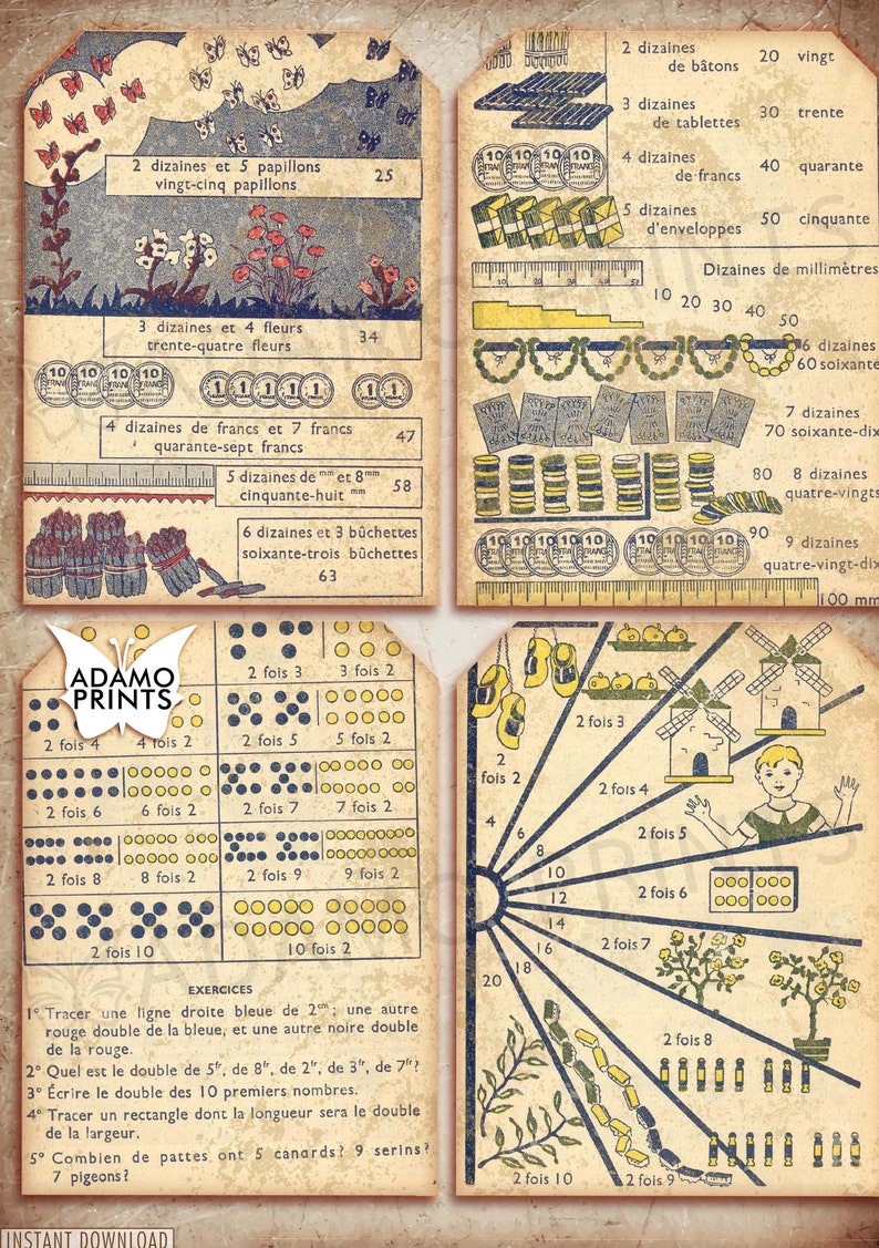 French Counting Number Set2 Journal Cards Flash Cards - Etsy