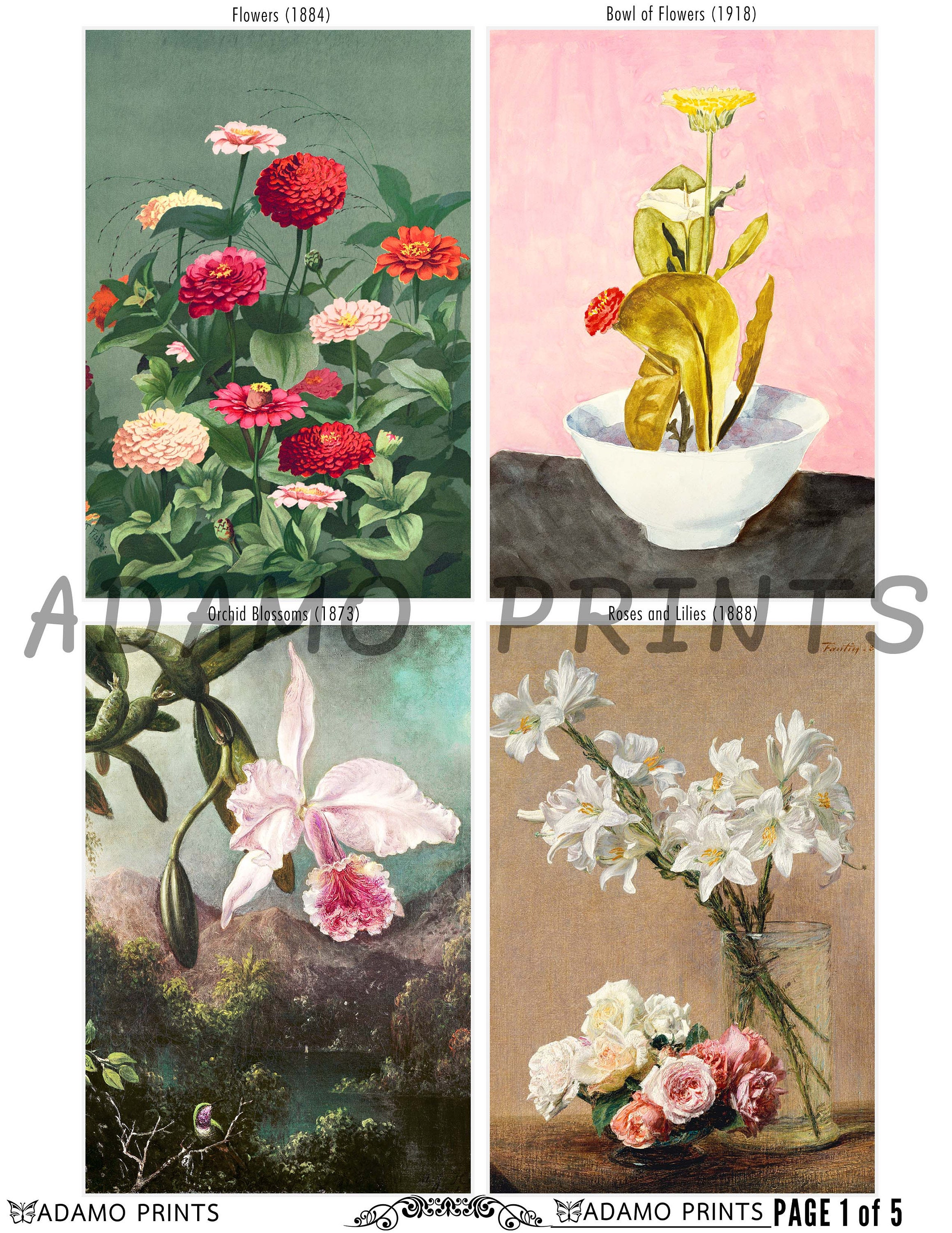 When Flower Bloom Set1 Flower Digital Digital Ephemera - Etsy