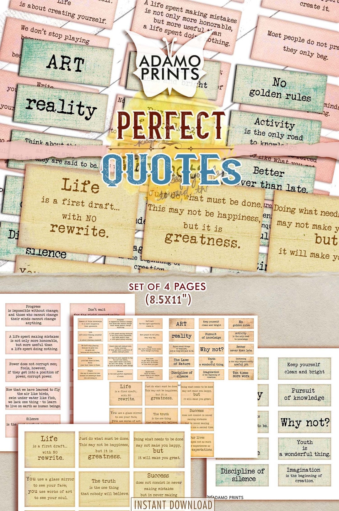 Perfect Quotes, Junk Journaling Word, Journal Phrases, Digital ...