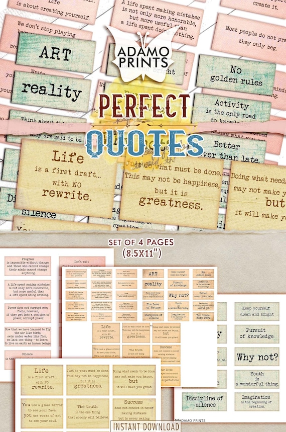 Perfect Quotes Junk Journaling Word Journal Phrases Digital | Etsy
