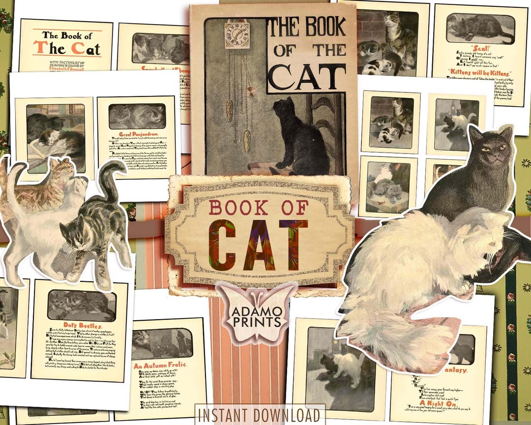 The Book of the Cat, Book Page, Children Book Digital, Ephemera Cat ...