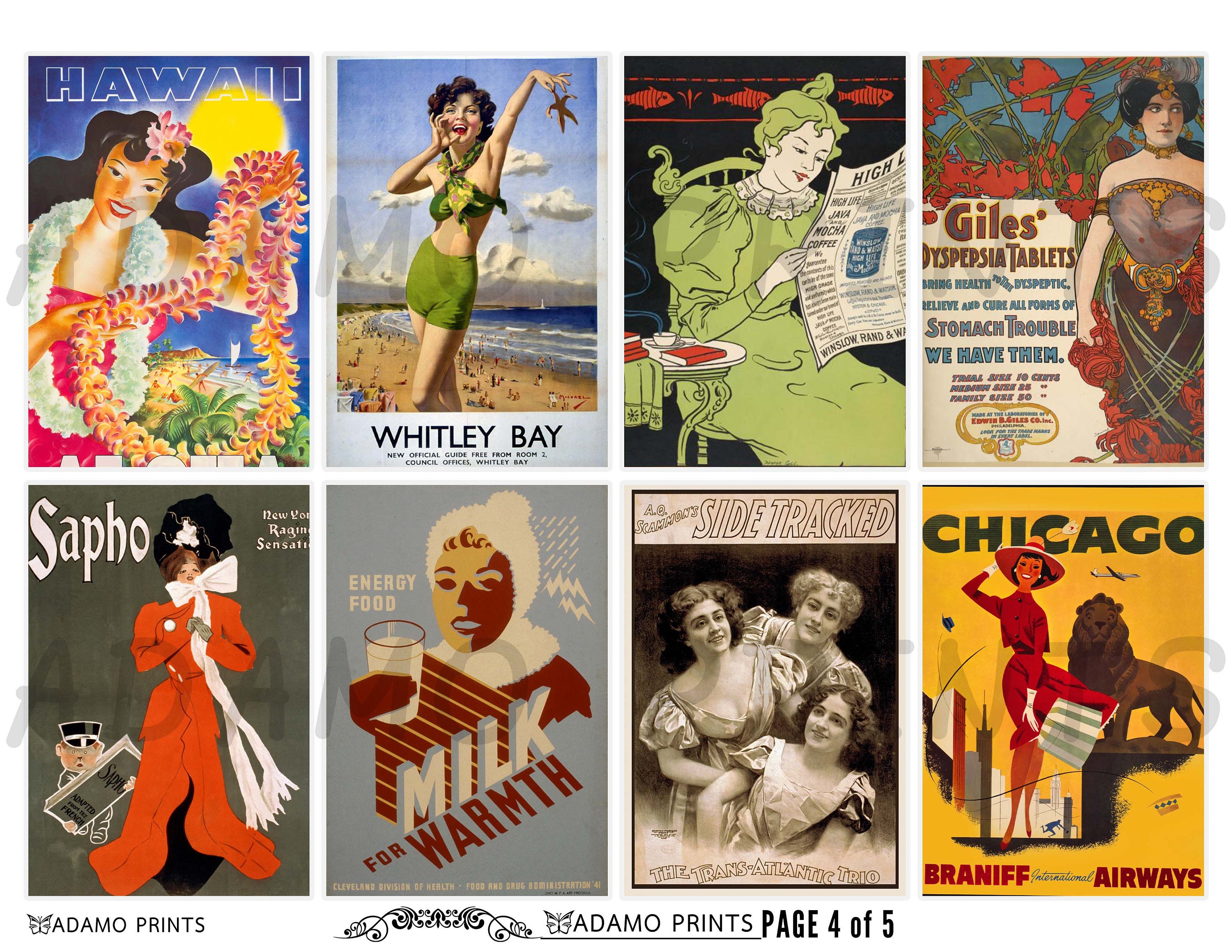Vintage Women Poster, Vintage Images, Ephemera, Digital Collage, ATC ...