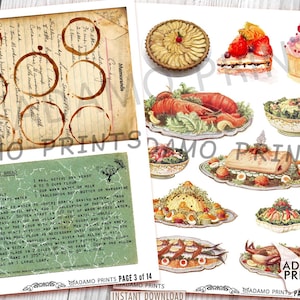 Shabby Recipe Ephemera Pack, Food Ephemera, Printable Images, Vintage ...
