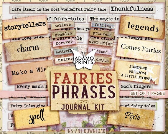 Fairies Phrases Journal Words Fairy Embellishment Digital - Etsy UK