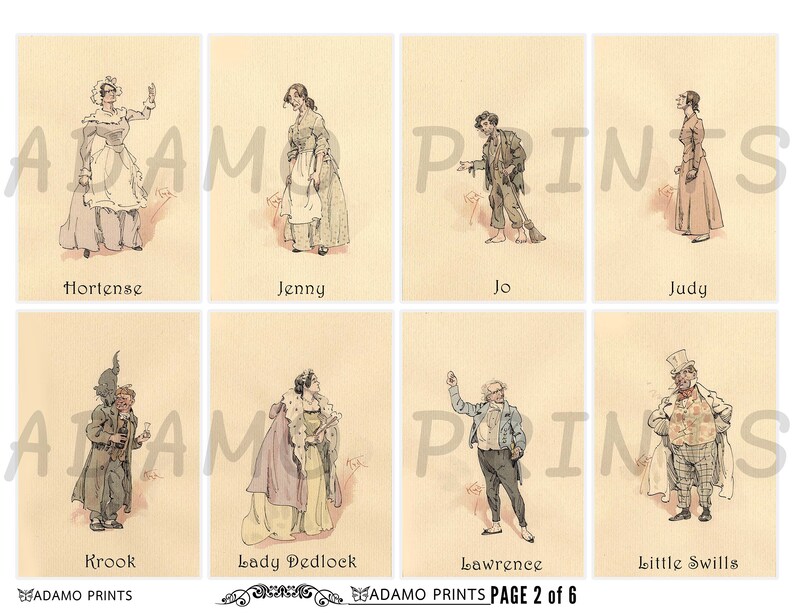 Charles Dickens Characters by Kyd Set2 Ephemera Classics | Etsy