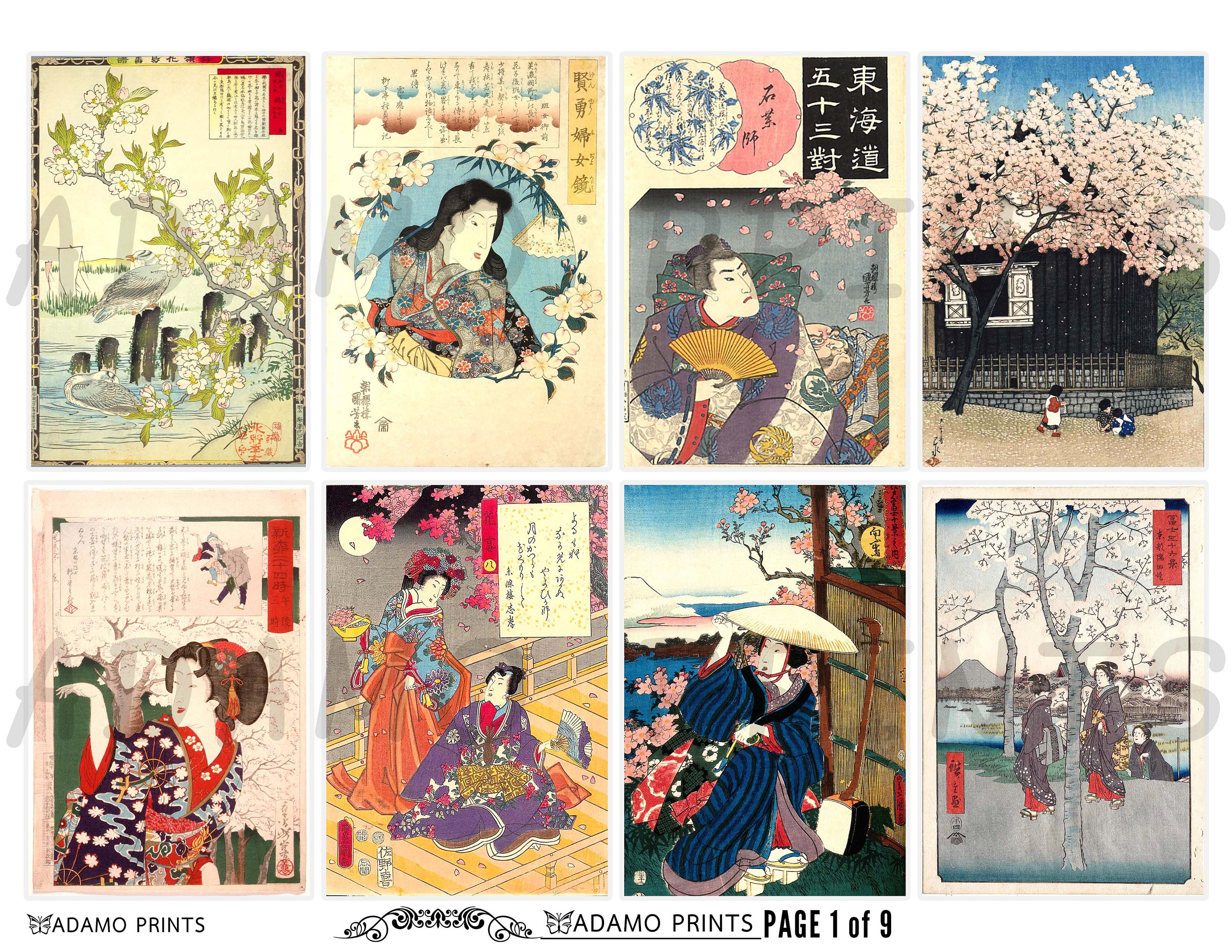 Sakura Cherry Blossom, Japanese Art, Digital Images, ATC, Ephemera ...