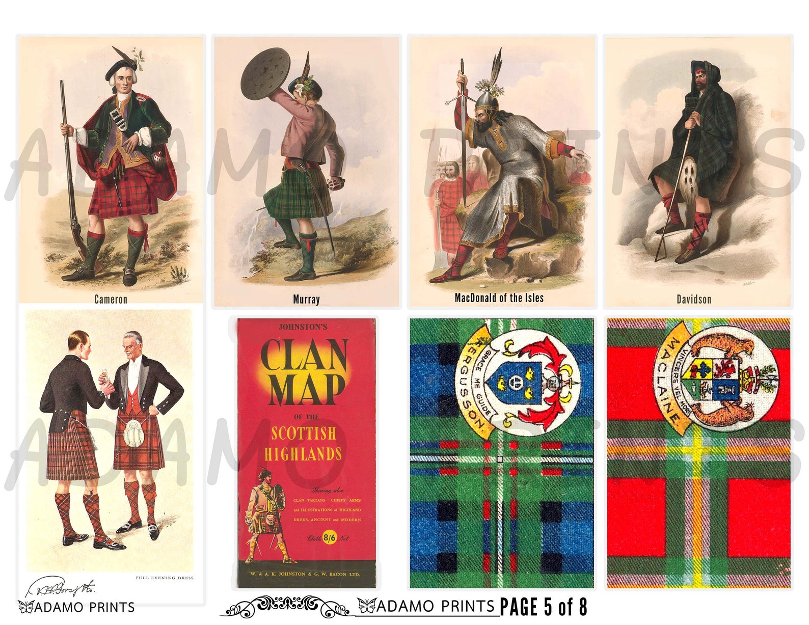The Clans of the Scottish Highlands Ephemera Classic Vintage - Etsy