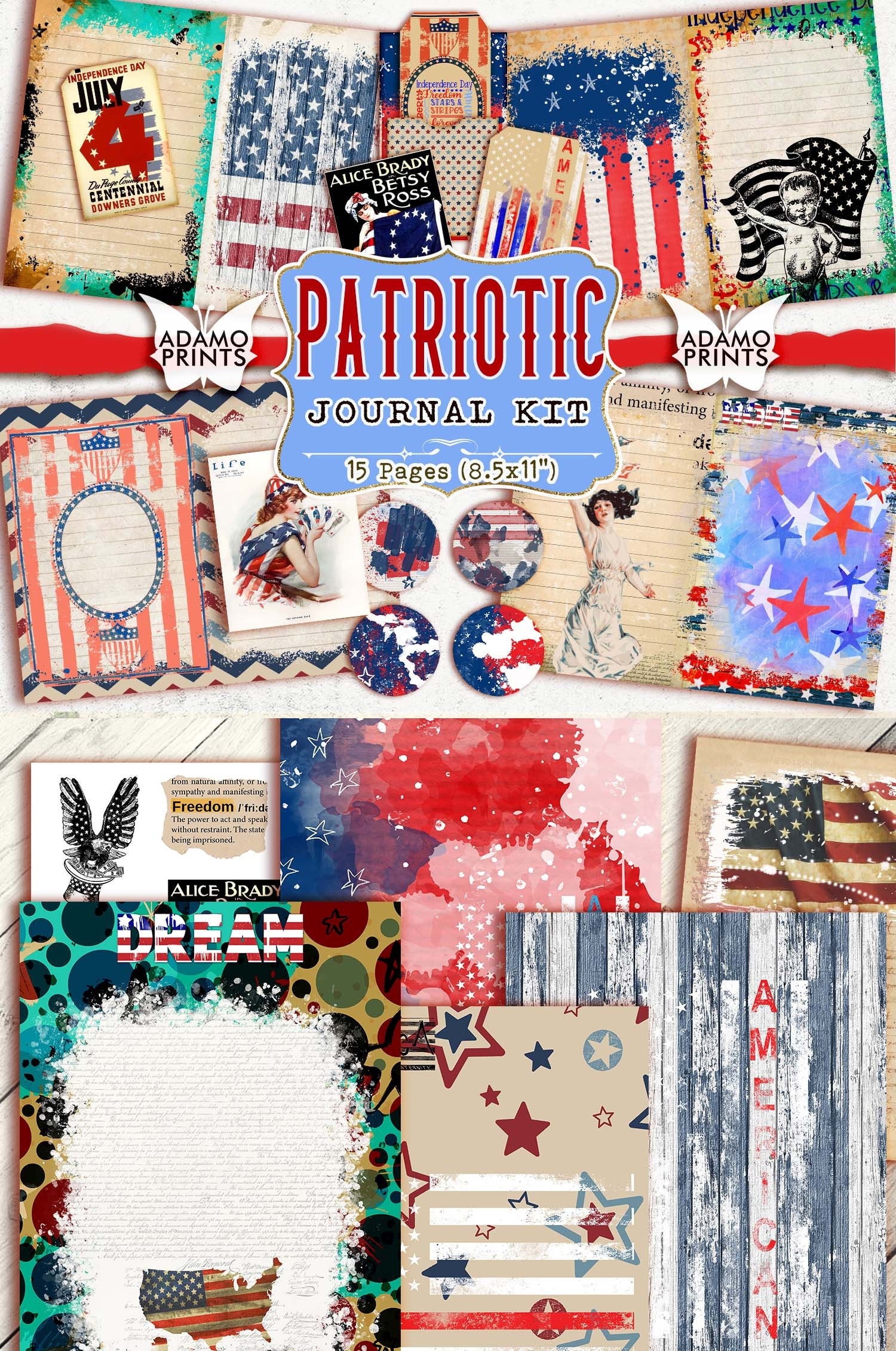 Patriotic Journal Kit Blank & Lined Page 4th of July - Etsy