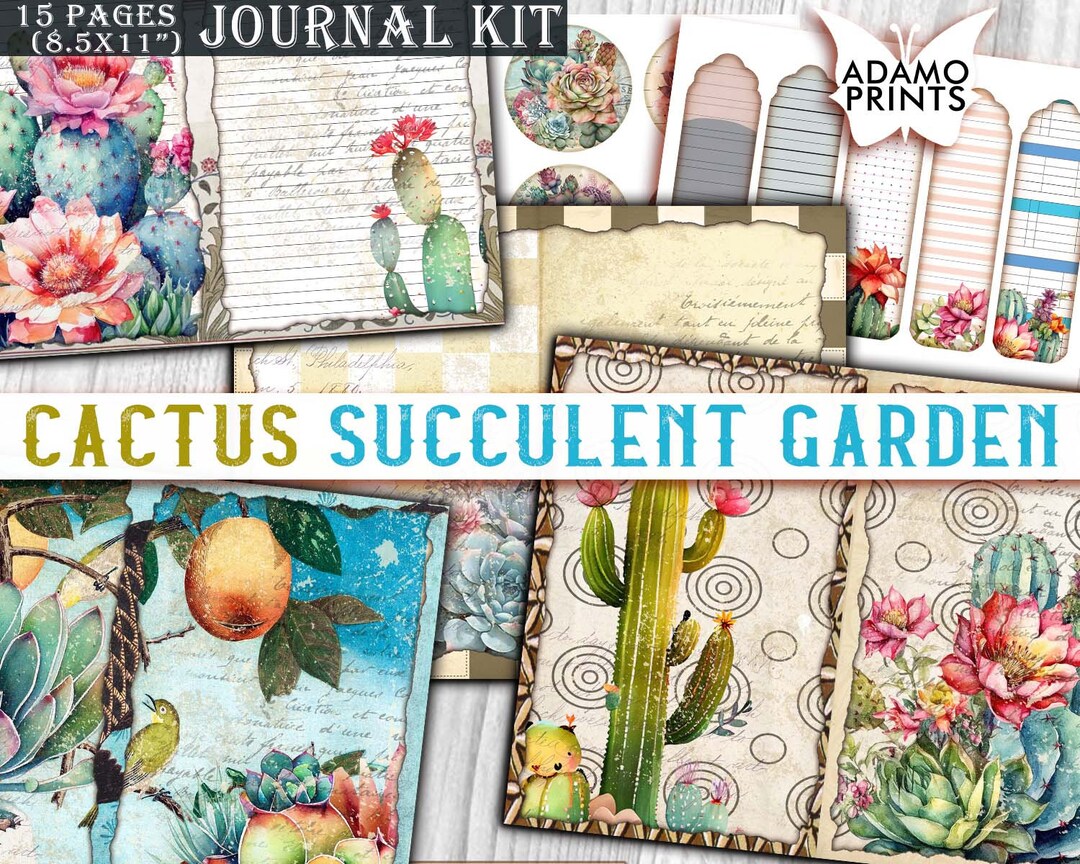 Cactus Succulent Garden Journal Kit, Journal Page, Lined & Blank ...
