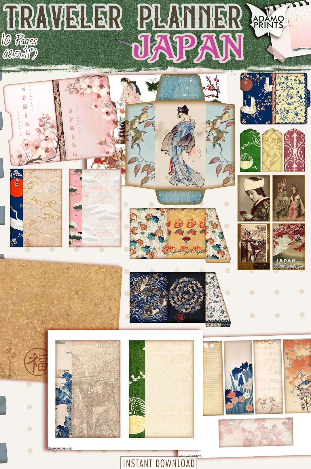 Traveler Planner Japan Journal Kit, File Folders, Stationery Kit ...