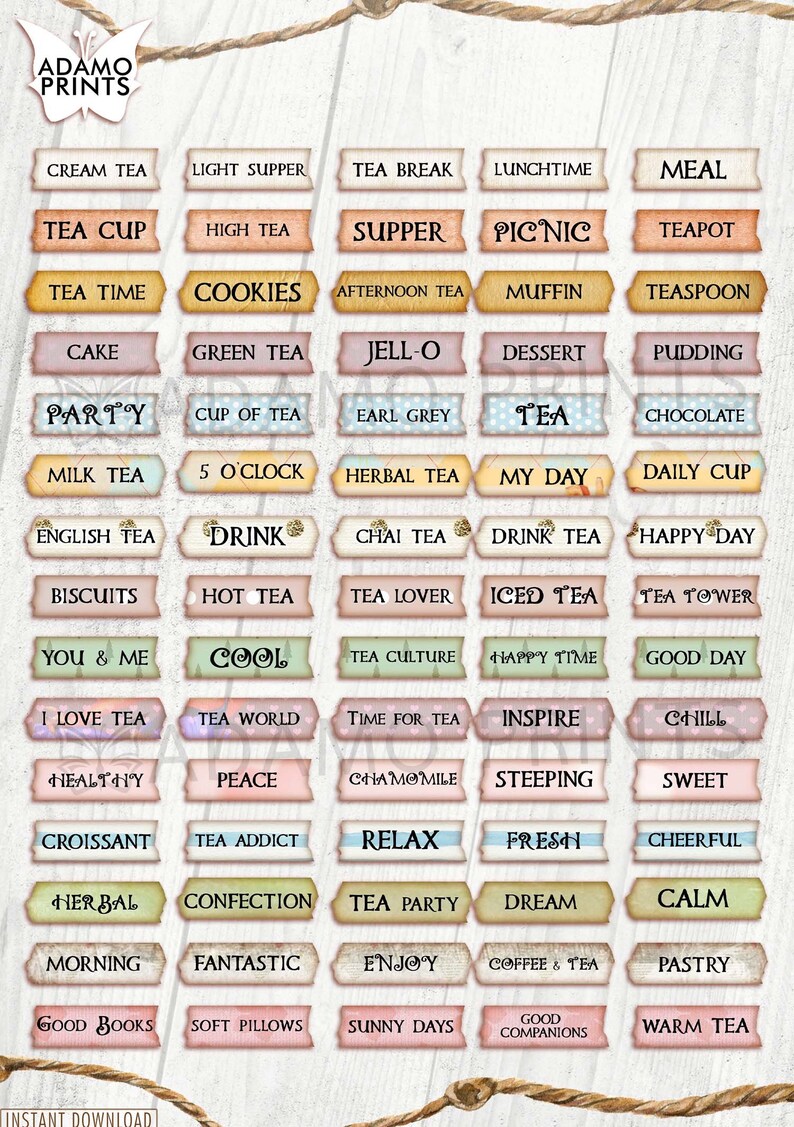 Tea Time Quotes & Words Journal Words Junk Journaling Words - Etsy