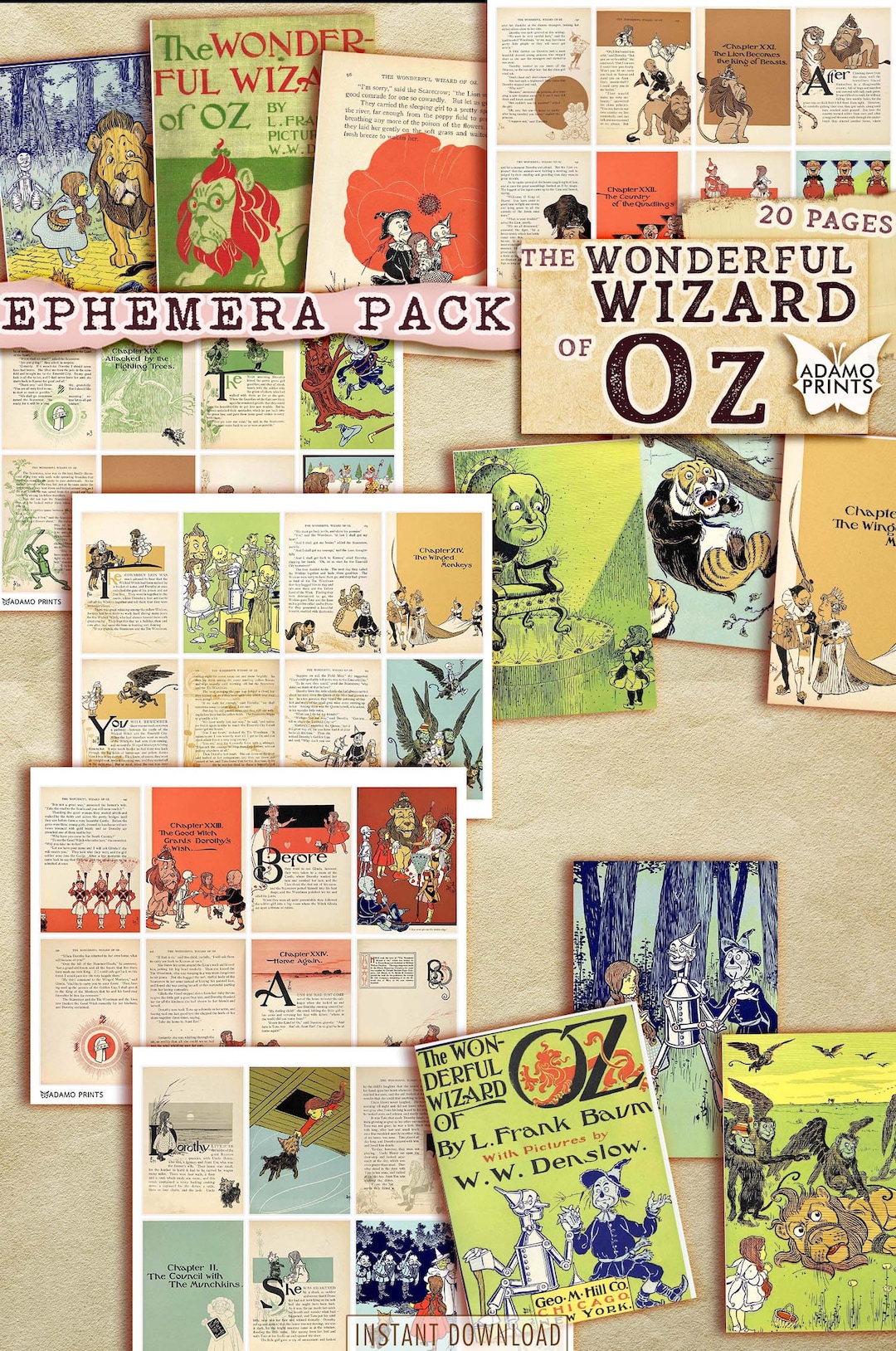 The Wonderful Wizard of Oz, Book Page, ATC, Children Digital Book ...