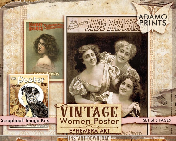 Vintage Women Poster Vintage Images Ephemera Digital - Etsy