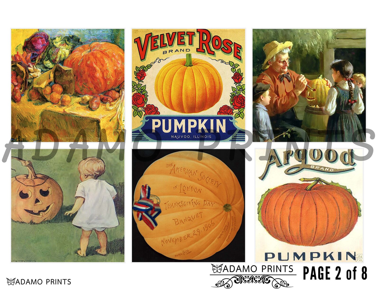 Everyday Pumpkin Digital Vintage Art Fall Printable Card | Etsy