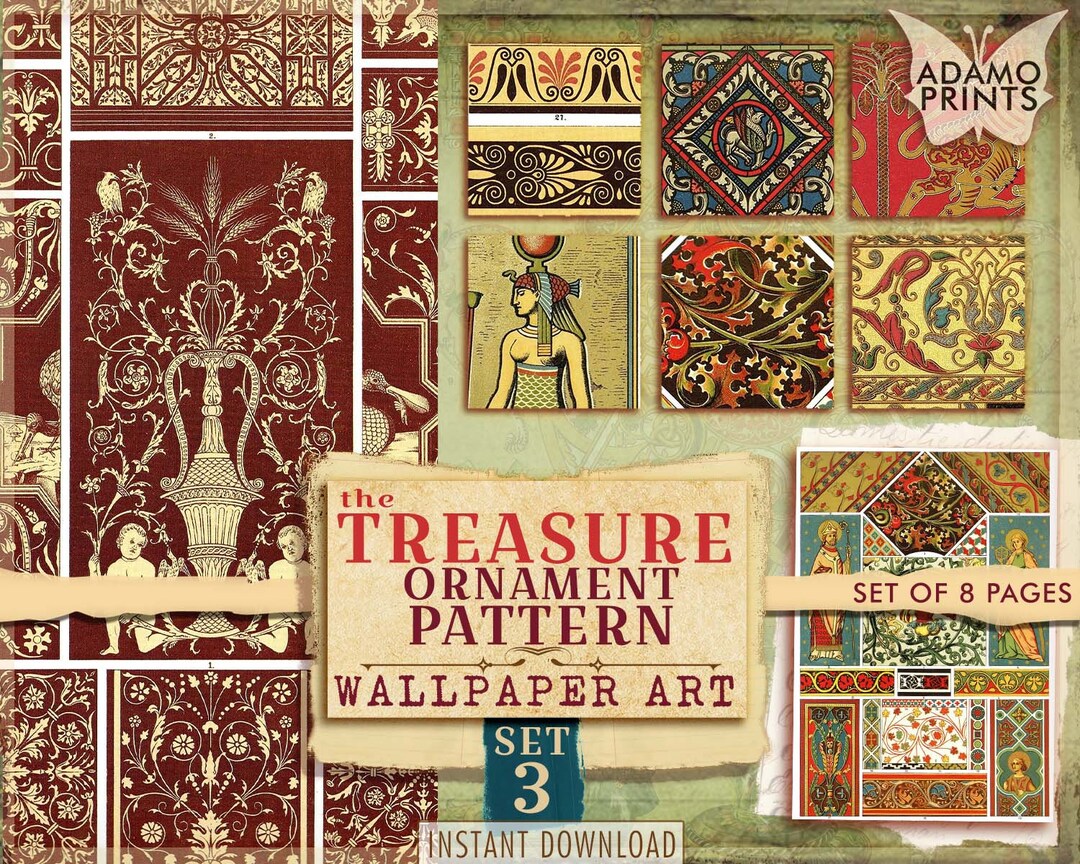 The Treasure Ornament Pattern Set3, Antique Wallpaper Digital, Paper ...