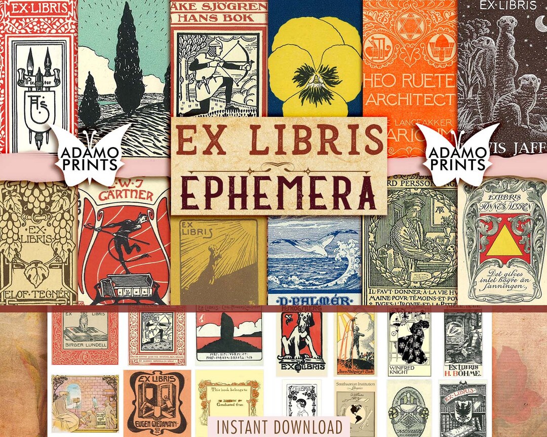 Ex Libris, Digital Bookplate, Printable Bookplates, Ephemera Kit ...