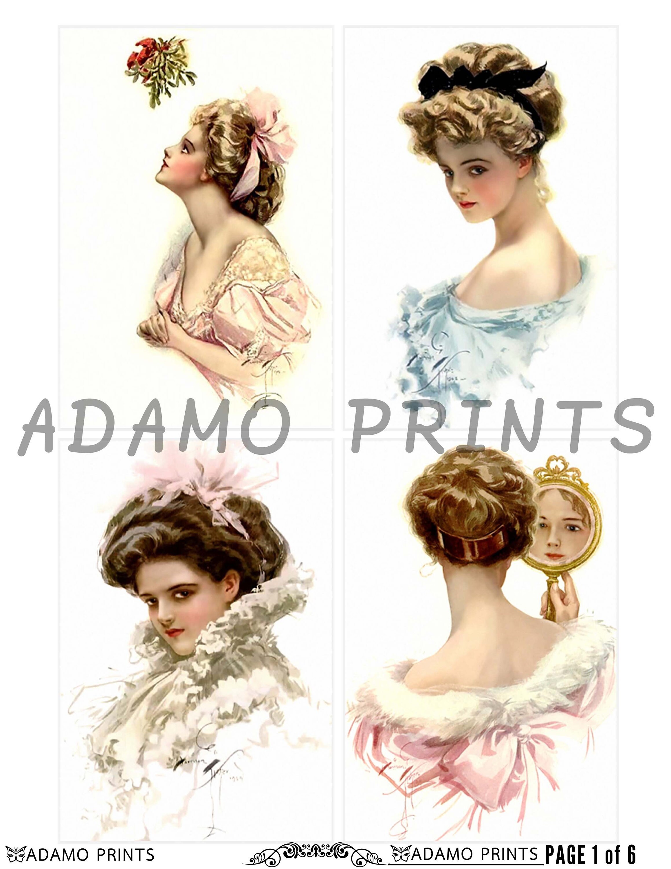 Harrison Fisher Ladies Journal Cards Set1, Digital Images, ATC Cards ...