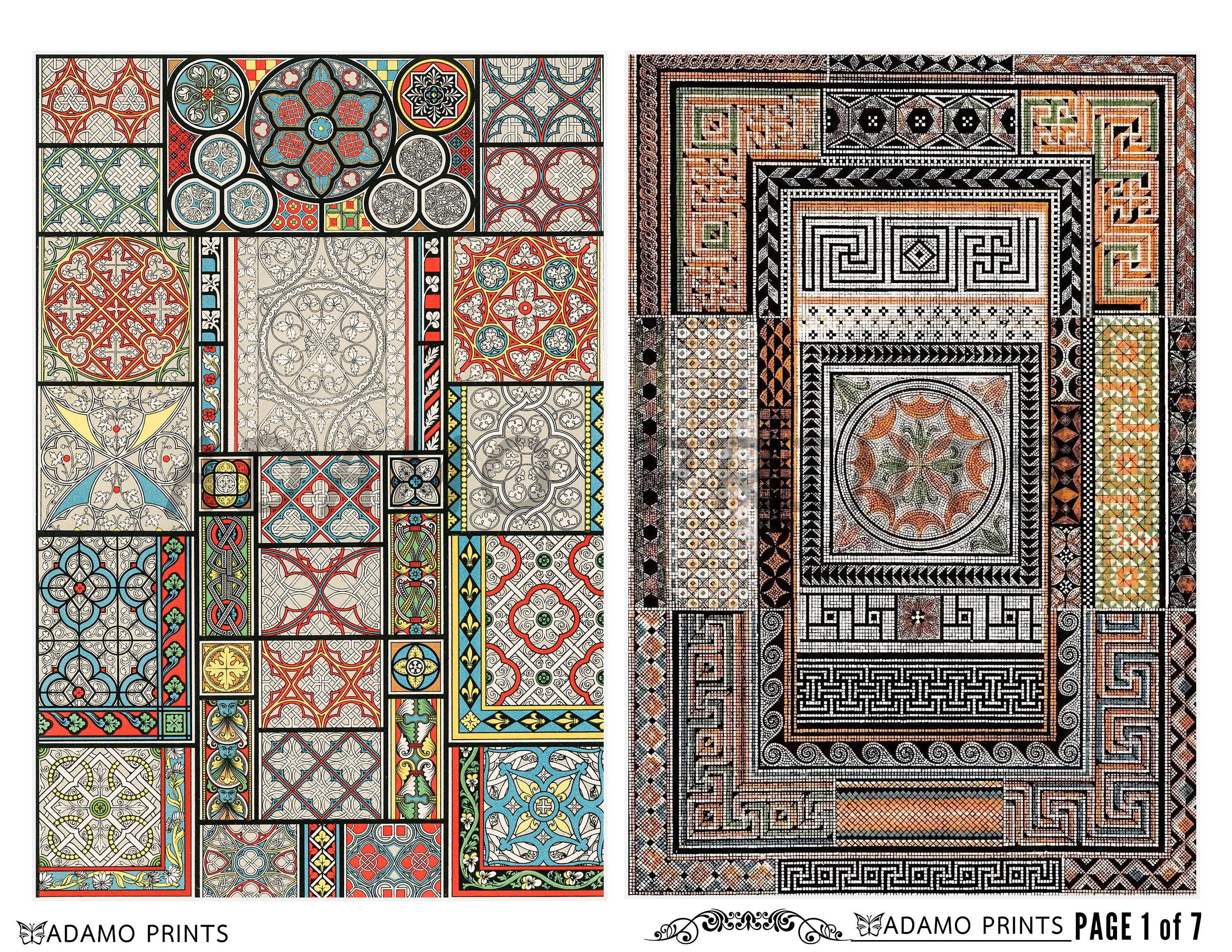 Antique Middle Age Pattern Digital Paper, Ephemera (JPG & PDF) - Etsy