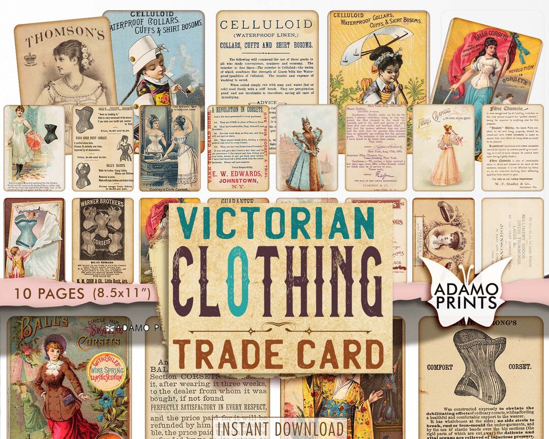 Victorian Clothing Trade Card, Corset, Fashion, ATC, Digital Images ...