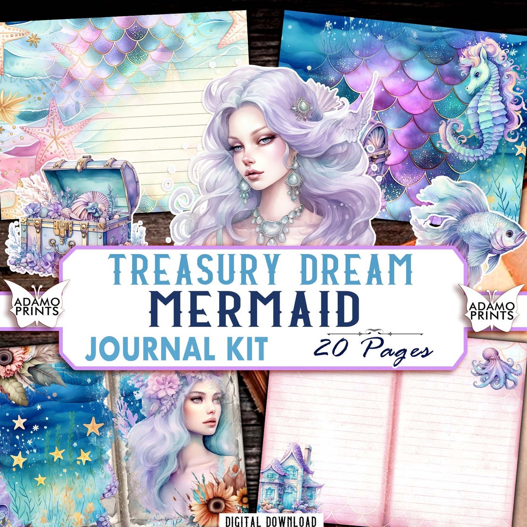 Treasury Dream Mermaid Journal Page Nautical Coral Blue Ocean Sea ...