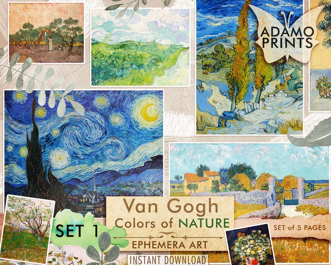 Van Gogh Colors of Nature Set1, Impressionist Art Digital, Van Gogh ...