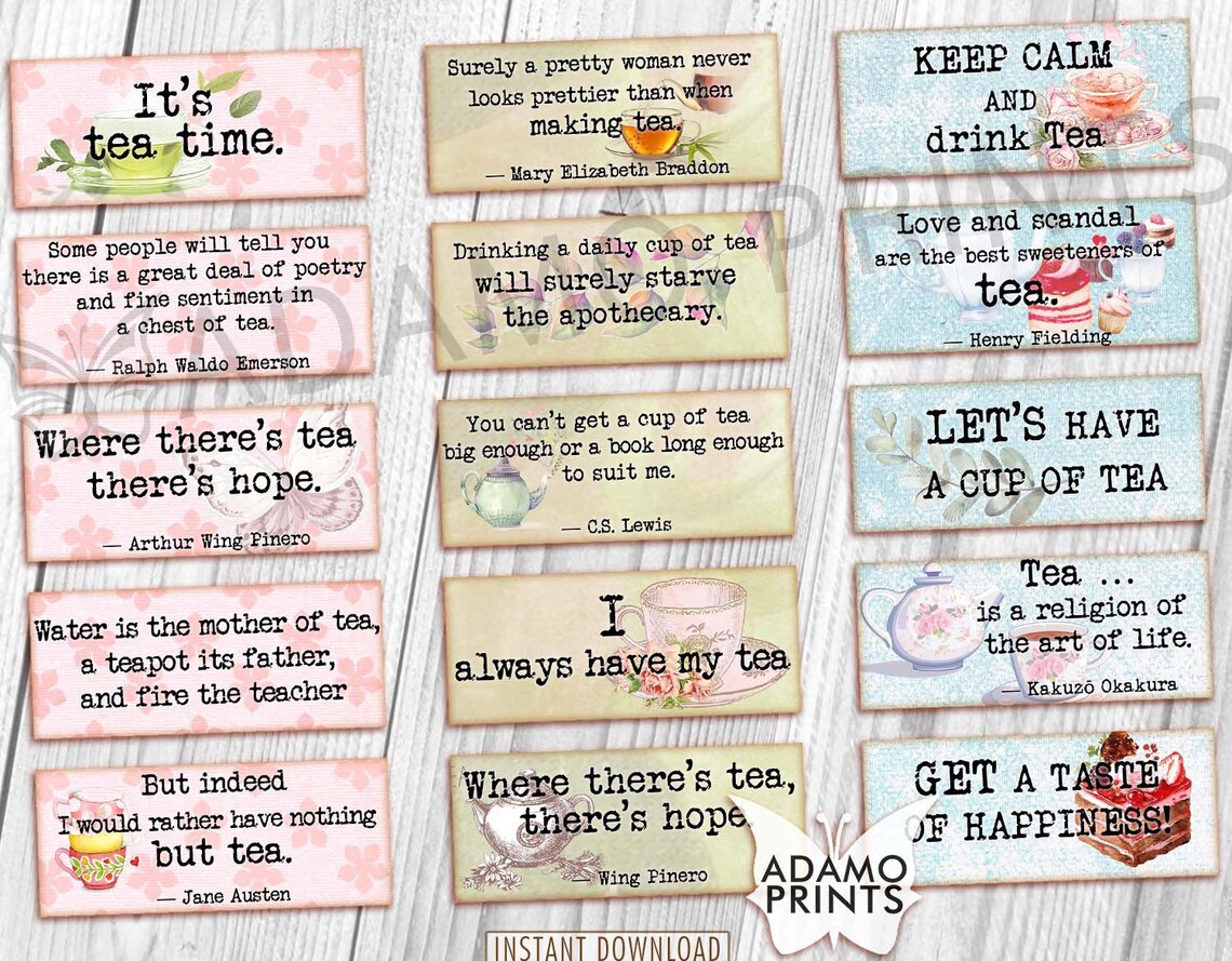 Tea Time Quotes & Words Journal Words Junk Journaling Words - Etsy