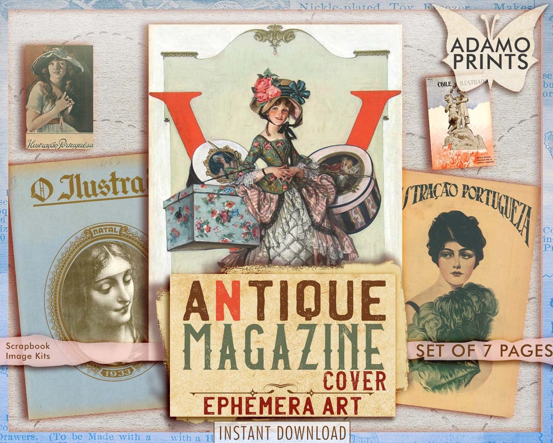 Antique Magazine Cover, Magazine Digital, Vintage Art, Digital Collage ...