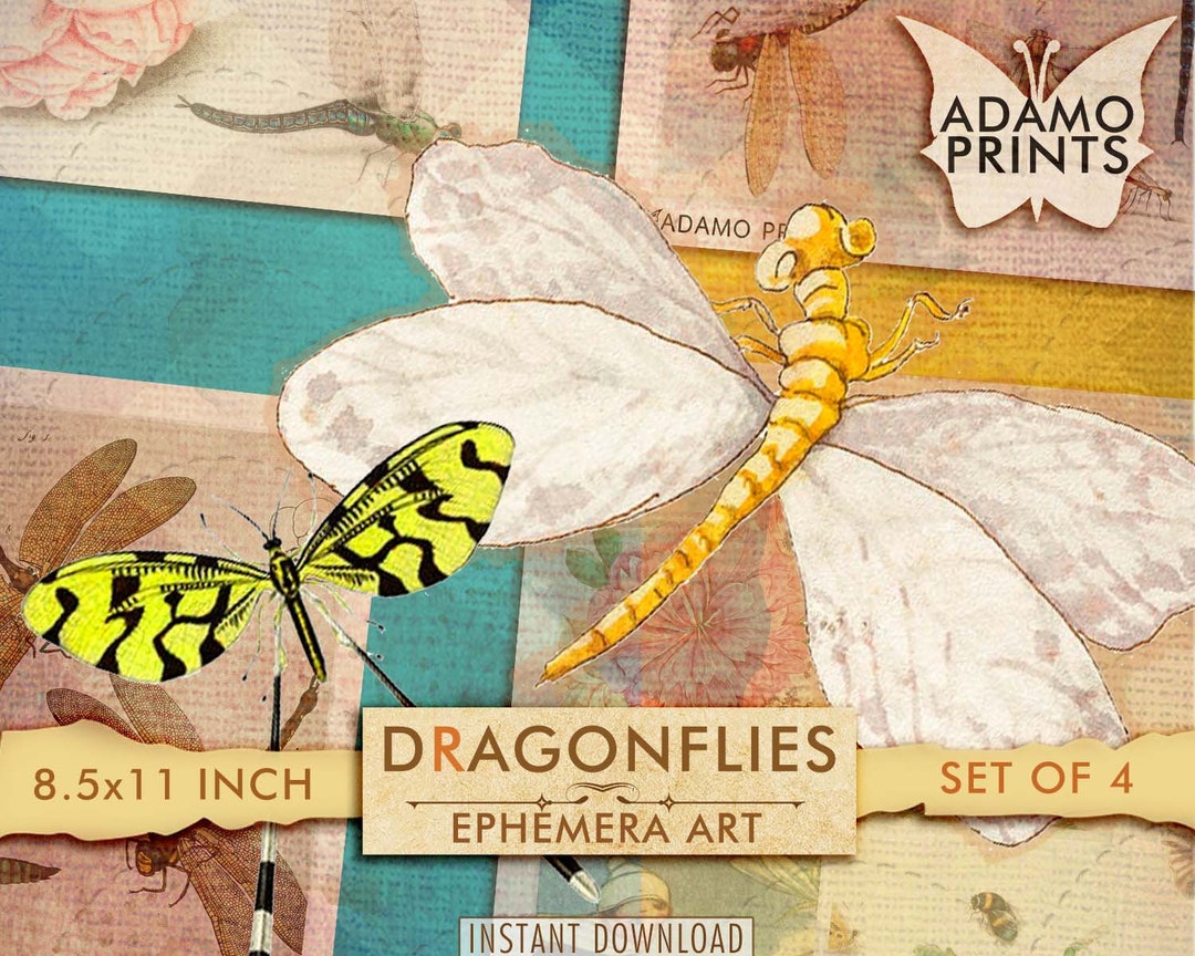 Dragonflies Digital Images, Ephemera Classics, Vintage Art, Scrapbook ...
