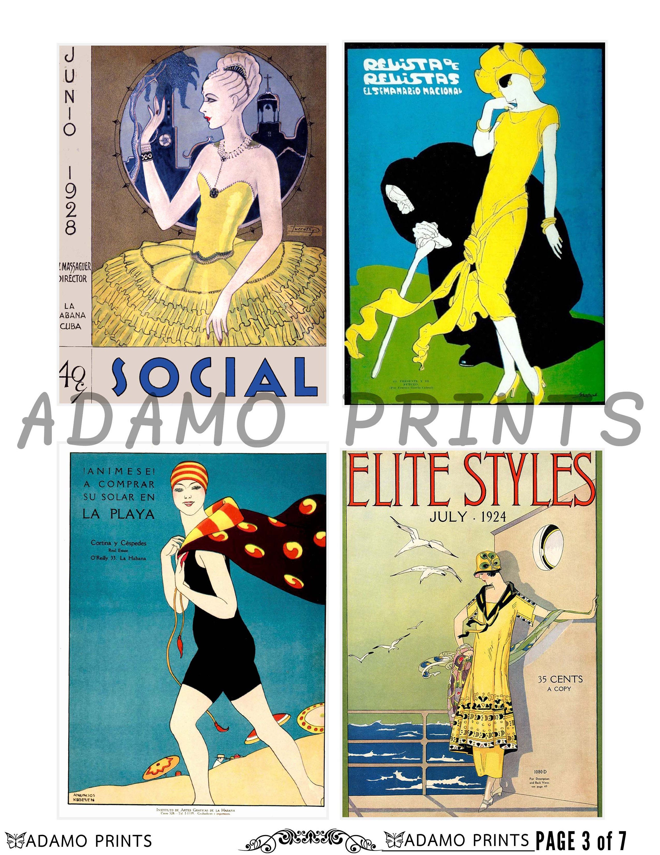 Old Fashion Magazine Cover Magazine Digital Vintage Art - Etsy