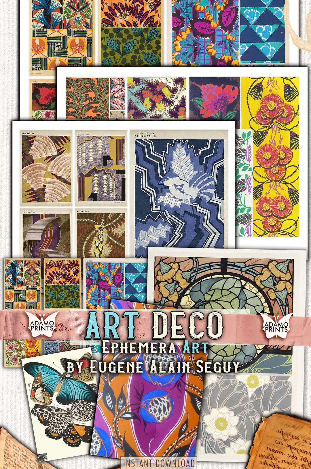 Art Deco by Eugene Alain Seguy, Butterfly, Insect, Flower, Plant ...