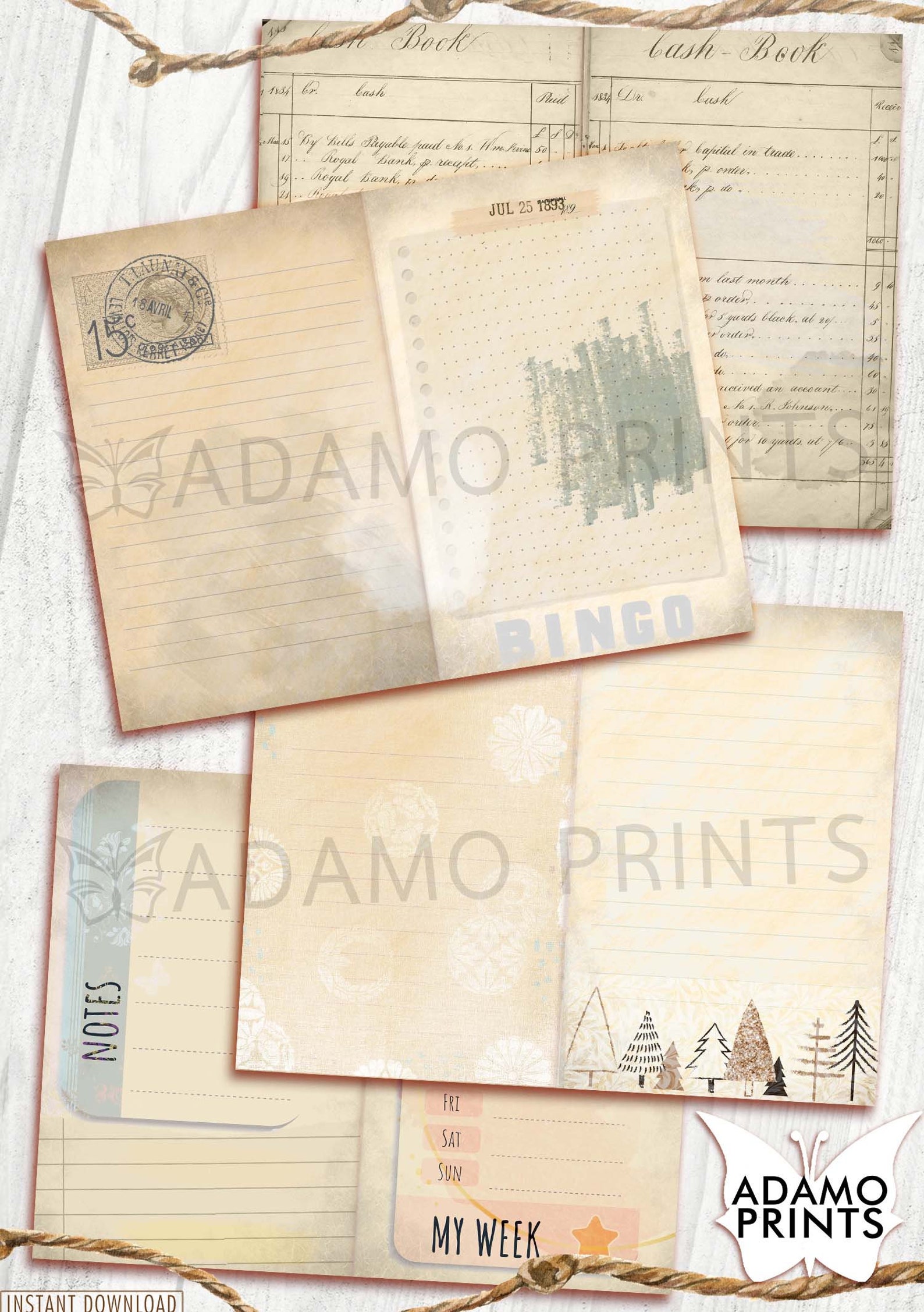 Basic Junk Journal Paper Pack, Junk Journaling Kit, Collage Paper ...
