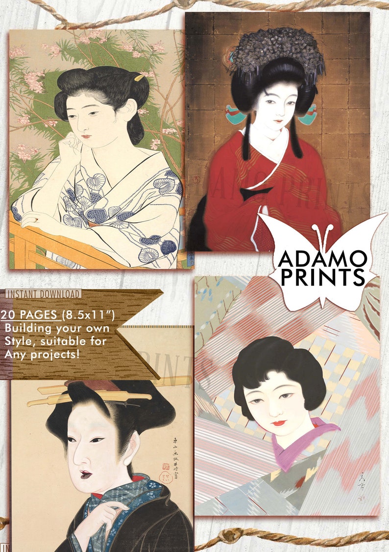 Vintage Japanese Women Poster Digital Images Women Art - Etsy