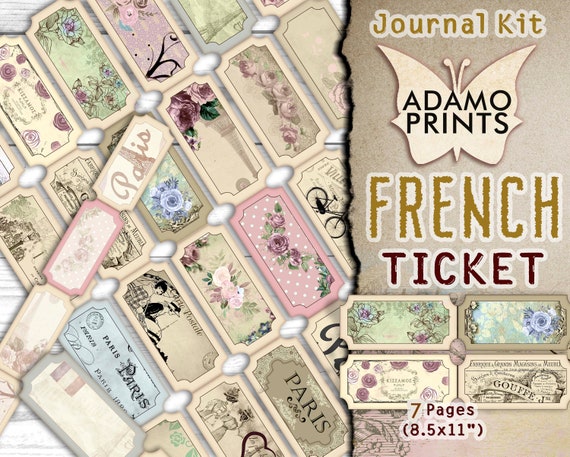 French Ticket Collage Ticket Digital Embellishments Junk | Etsy