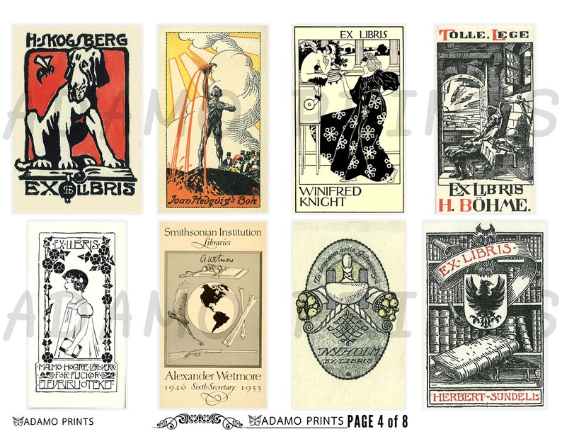 Ex Libris Digital Bookplate Printable Bookplates Ephemera - Etsy