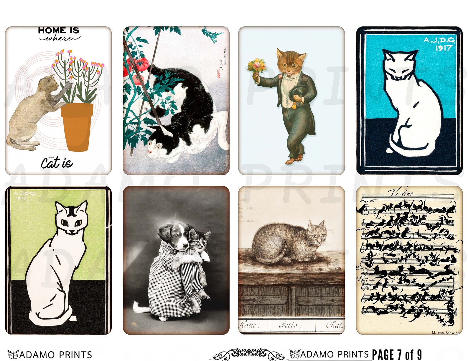 I Love Cat Photos Printable Images Vintage Art Ephemera - Etsy
