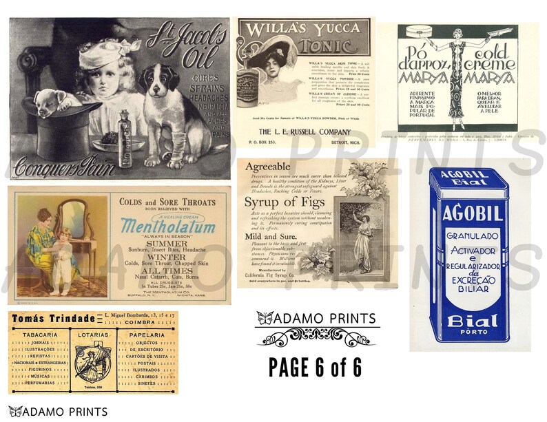 Aged Typography Ads Vintage Images Digital Collage Old Ads - Etsy