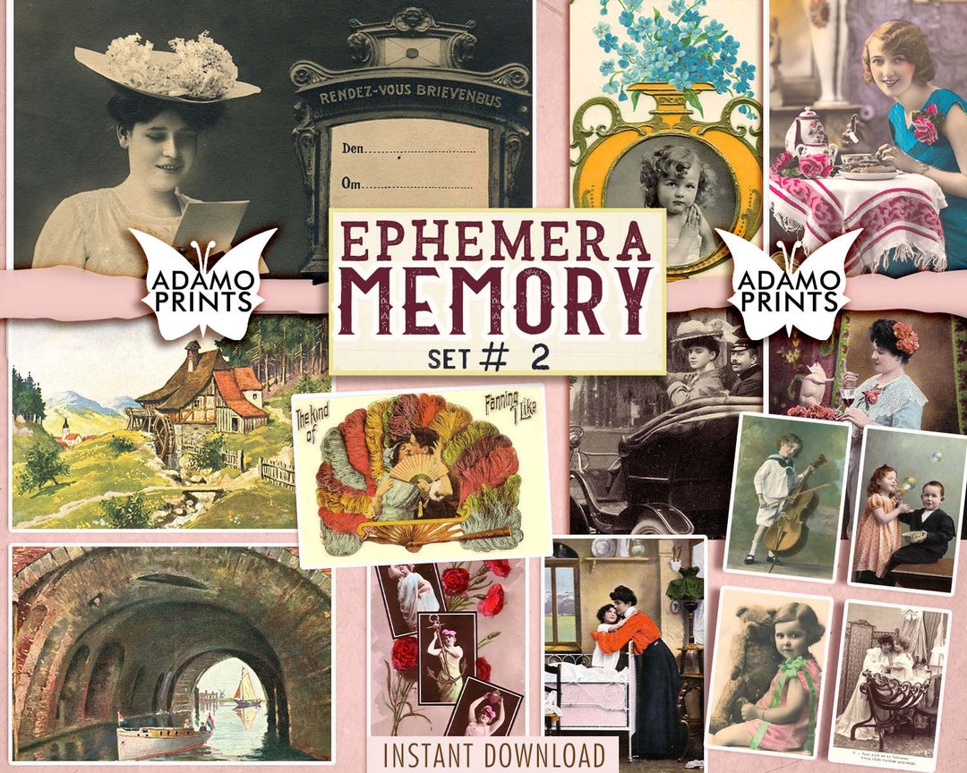 Ephemera Memory Set2, Vintage Photo Digital, Ephemera Classic, Digital ...