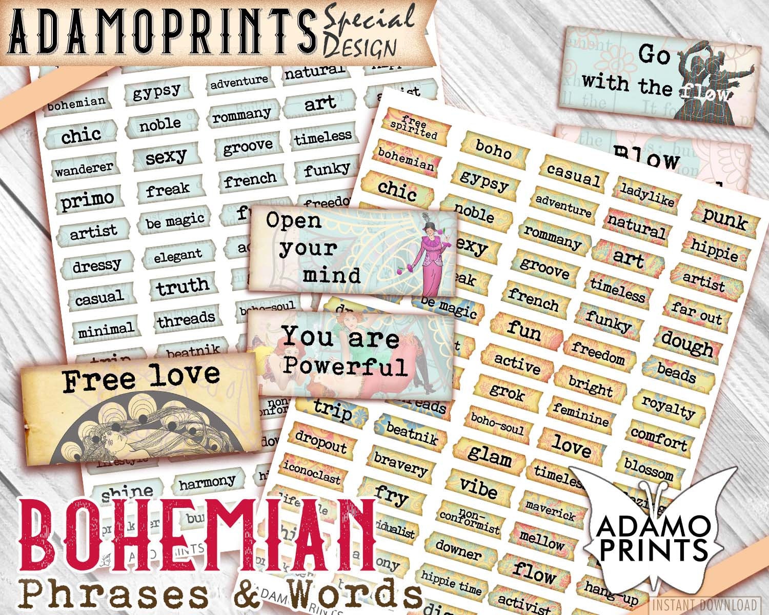 Bohemian Phrases & Words, Boho, Gypsy, Hippie, Journal Words, Junk ...