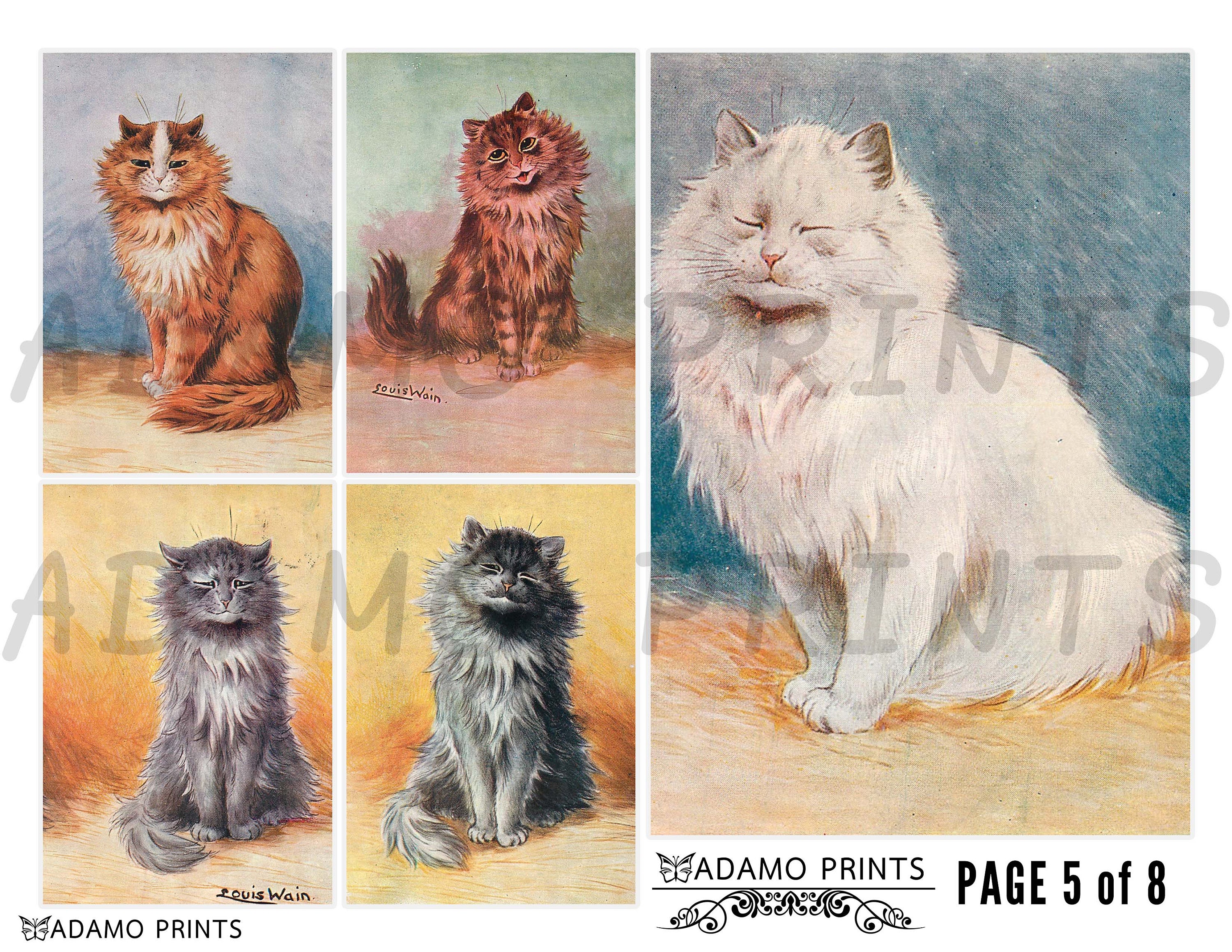 Sassy Cat, Ephemera Kit, Cards, Printable Images, Vintage Art, Classic ...