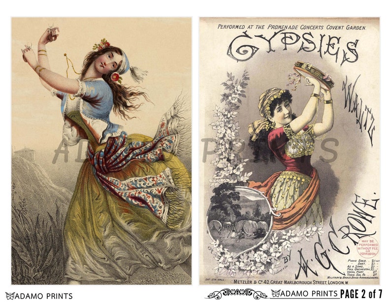 Boho Gypsy Women Digital Ephemera Classic Gypsy Vintage - Etsy