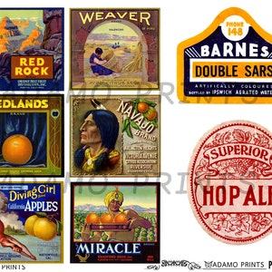 Vintage Label, Vintage Crate Label, Digital Labels, Collage Sheet, Junk ...