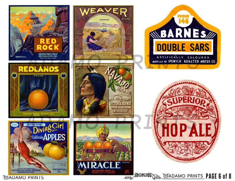 Vintage Label Vintage Crate Label Digital Labels Collage - Etsy