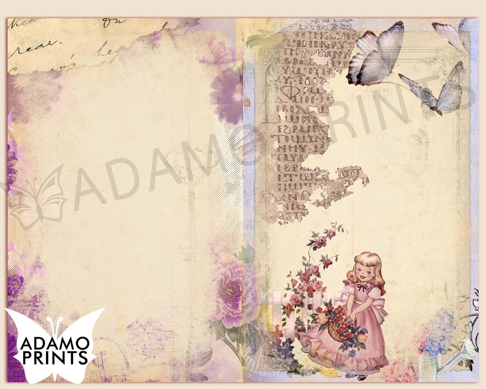 Purple Garden Journal Kit Journal Page Flower Ephemera - Etsy