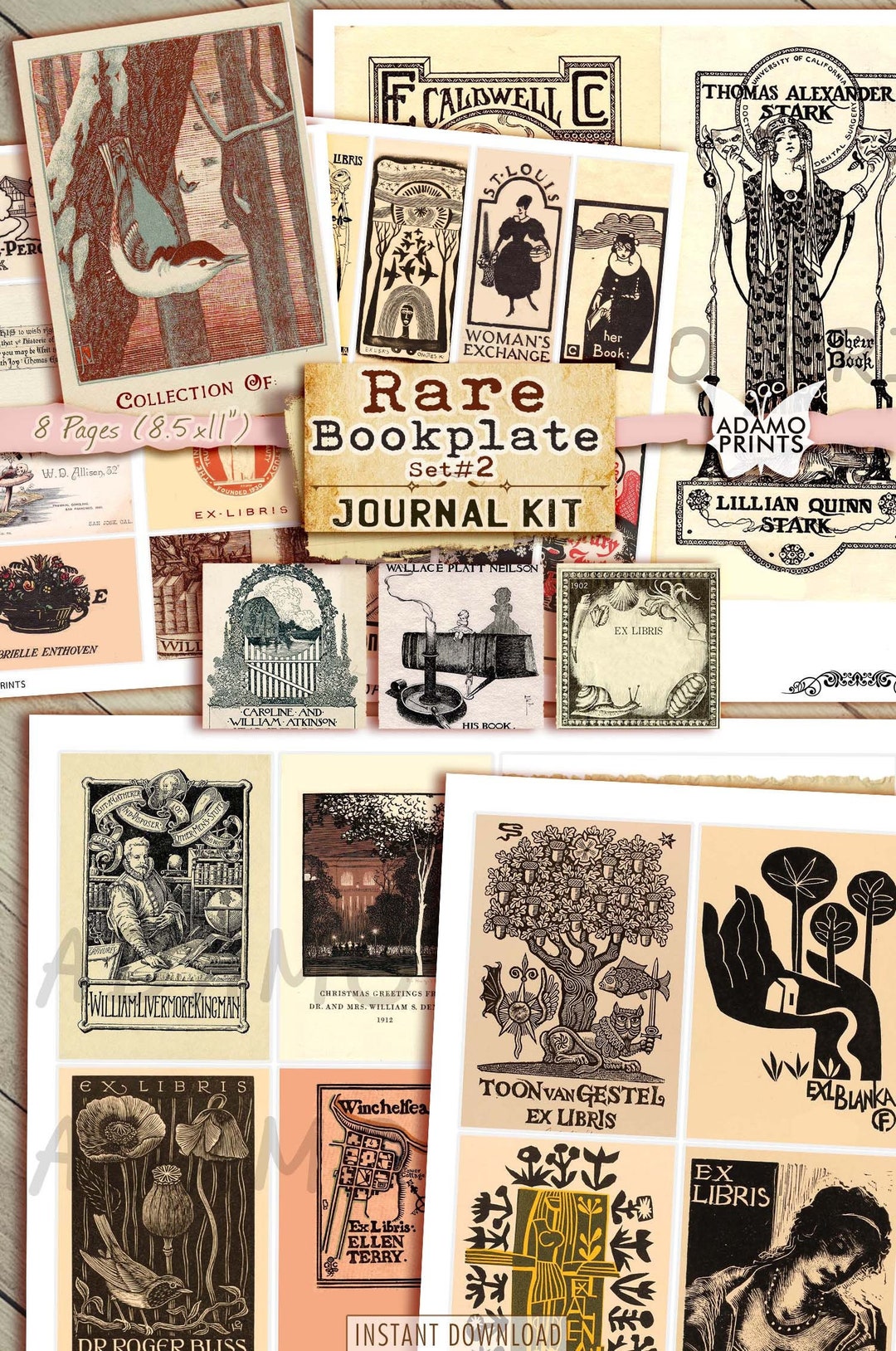 Rare Bookplate Set2, Ex Libris, Digital Bookplate, Printable Bookplates ...